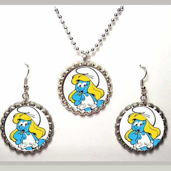 Accessories | The Smurfs Smurfette Necklace Earrings Set Jewelry | Poshmark